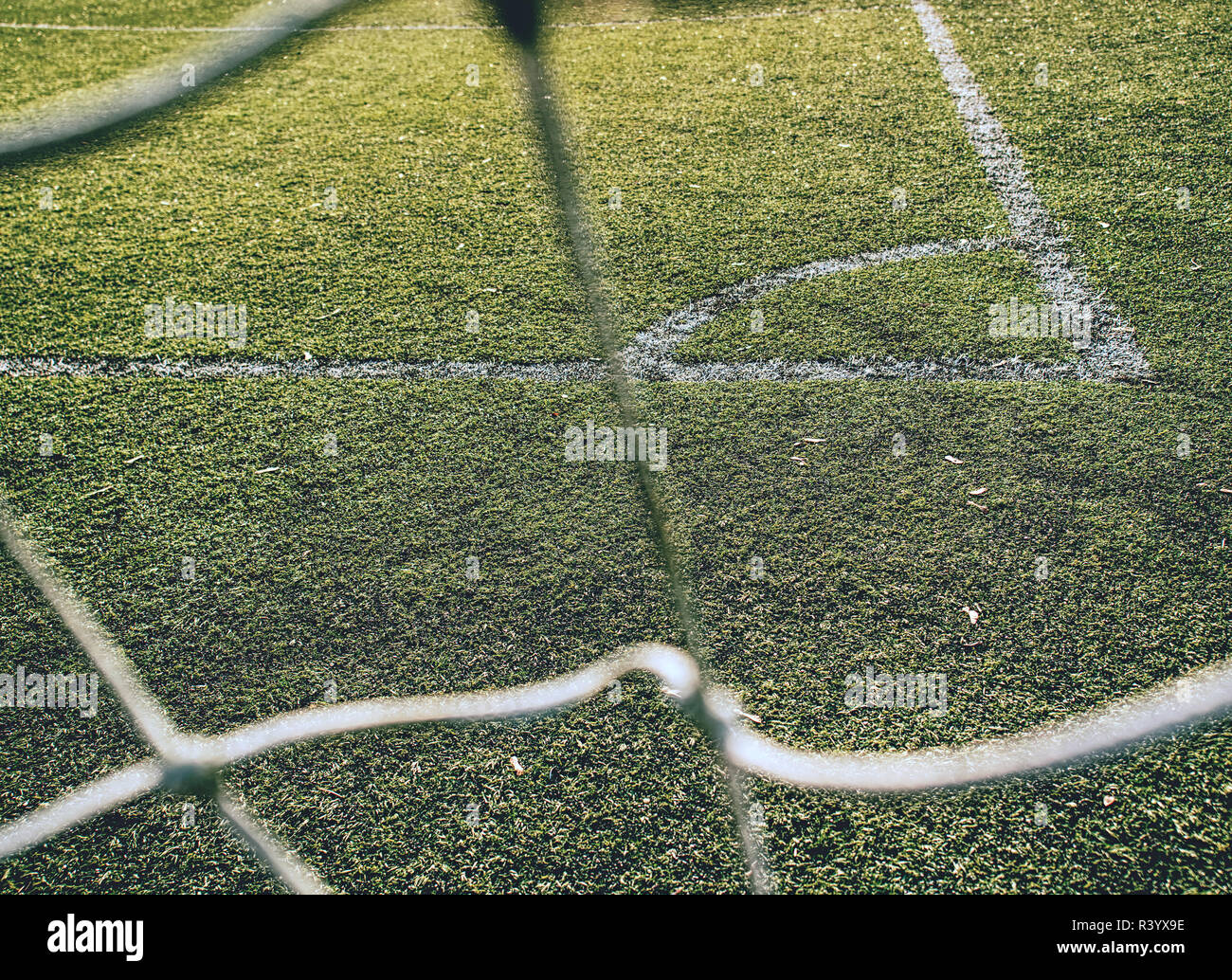 Soccer field or Football field. Corner football lines. White stripe on ...