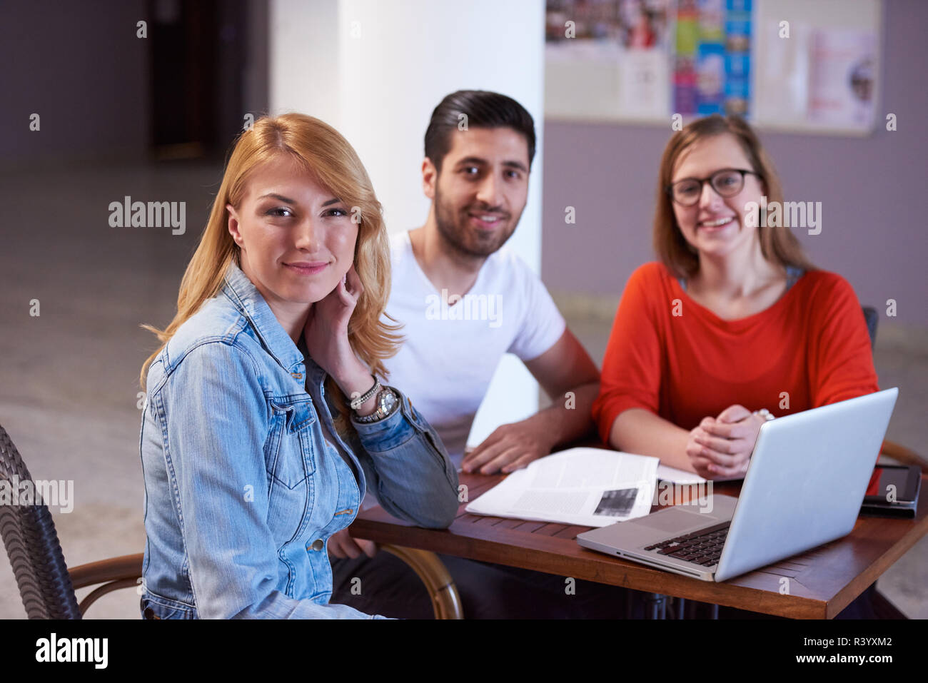 students group working on school project together Stock Photo - Alamy