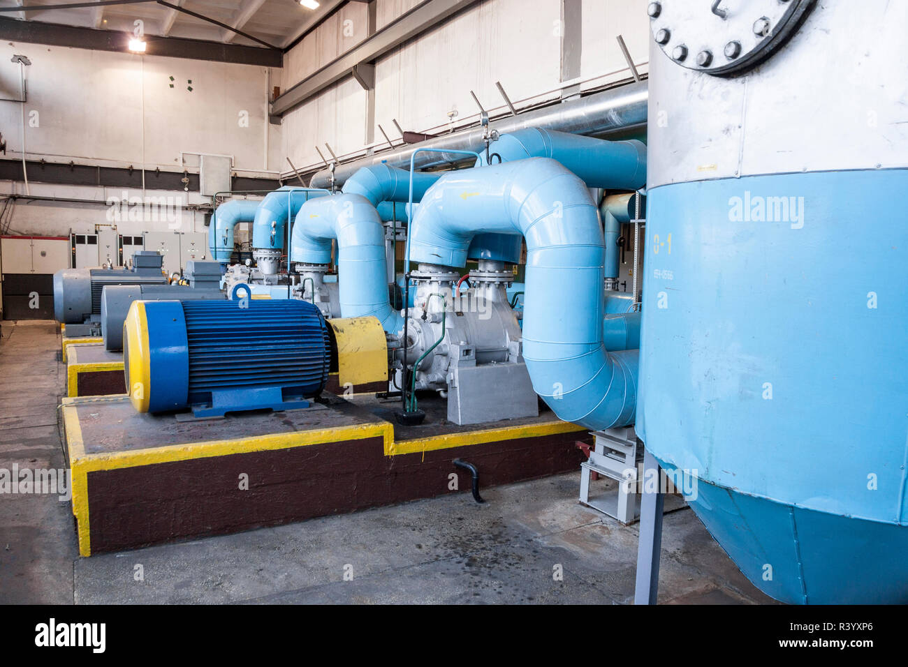 Big blue water pump - Poland Stock Photo - Alamy