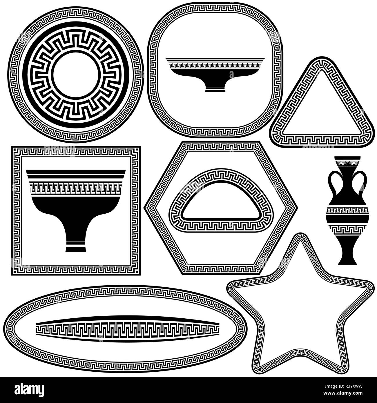 Set of Greek Frames and Dishes Stock Photo - Alamy