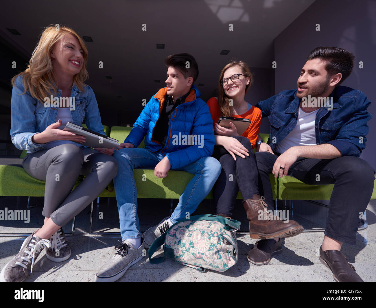 students group working on school project together Stock Photo - Alamy