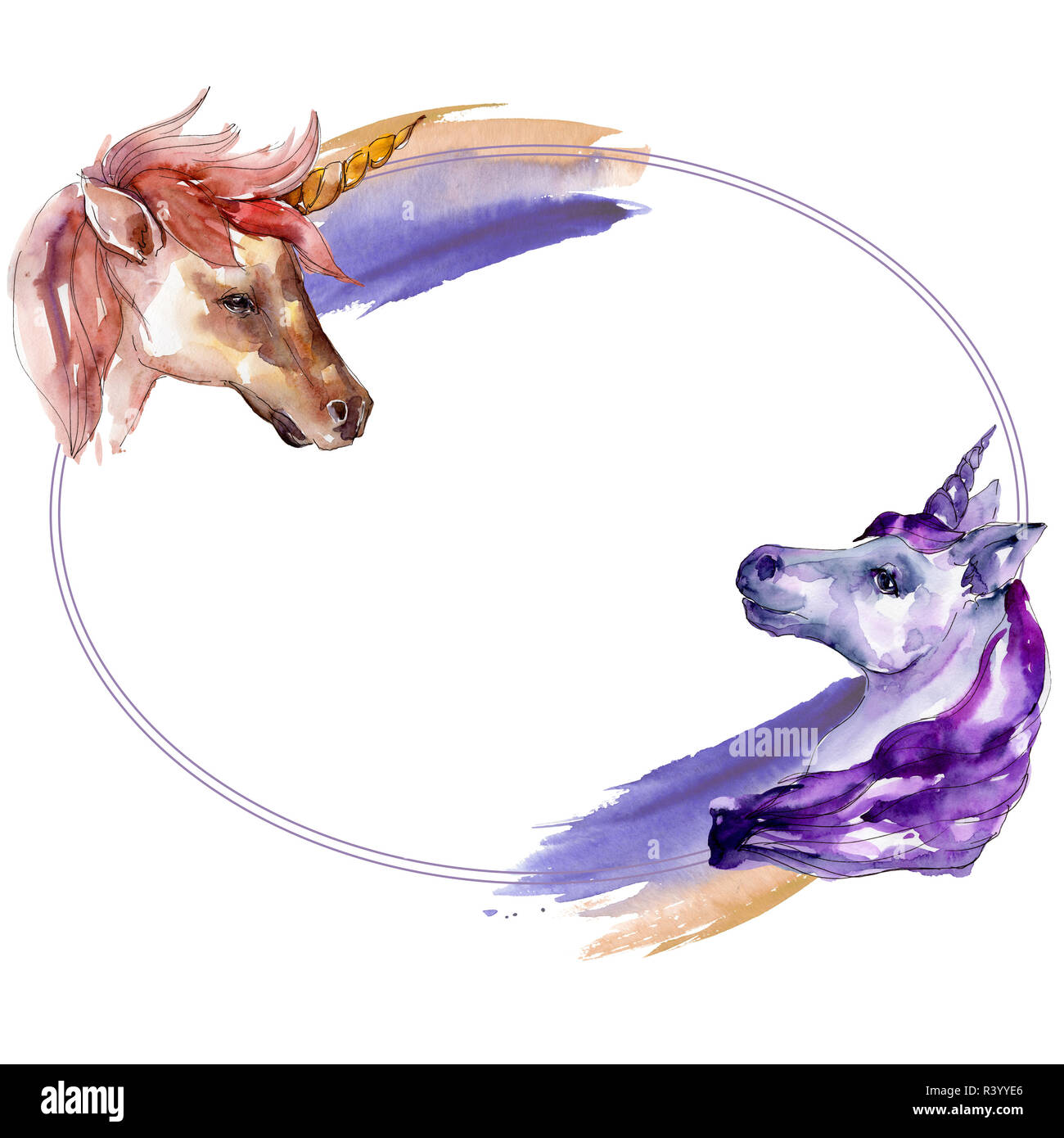 Cute unicorn horse. Fairytale children sweet dream. Watercolor ...