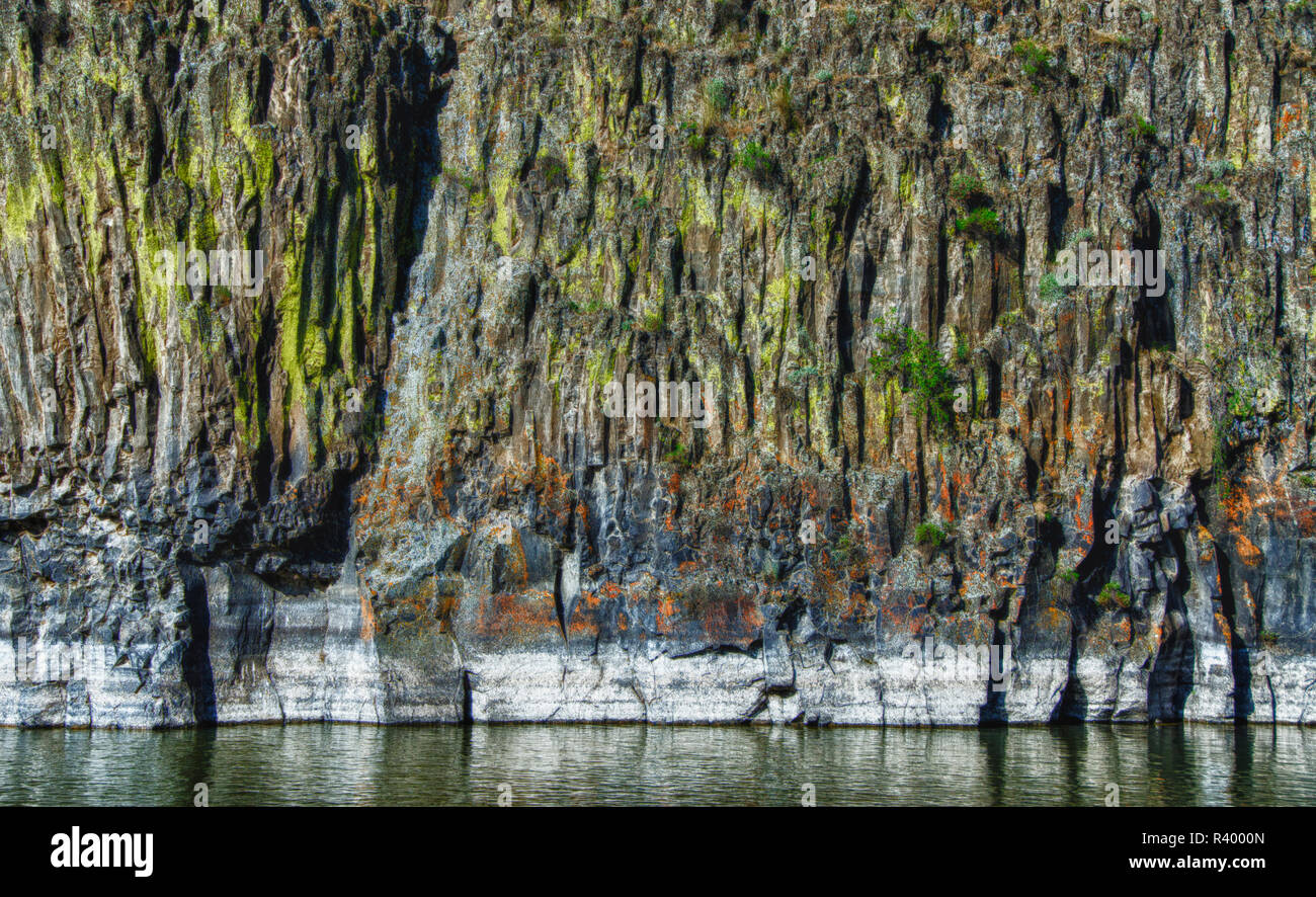 Oregon, USA. Crooked River State Park, Basaltic canyon walls meet the ...