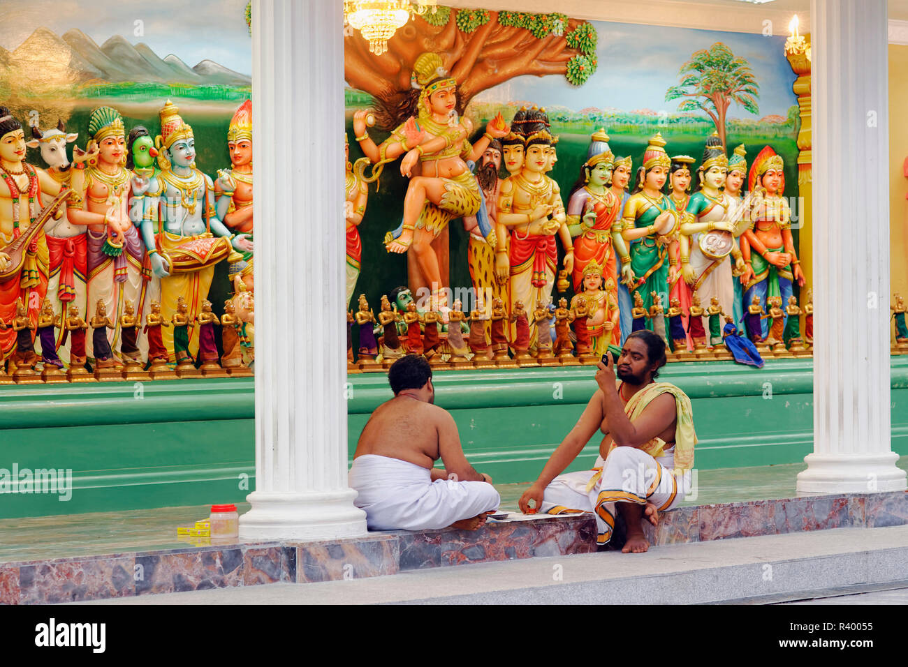 Prayer hall in hindu temple hi-res stock photography and images - Alamy