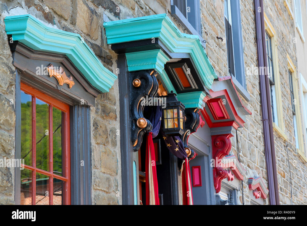 Colorful Moldings Around Doors And Windows On Stone Row, Jim Thorpe ...