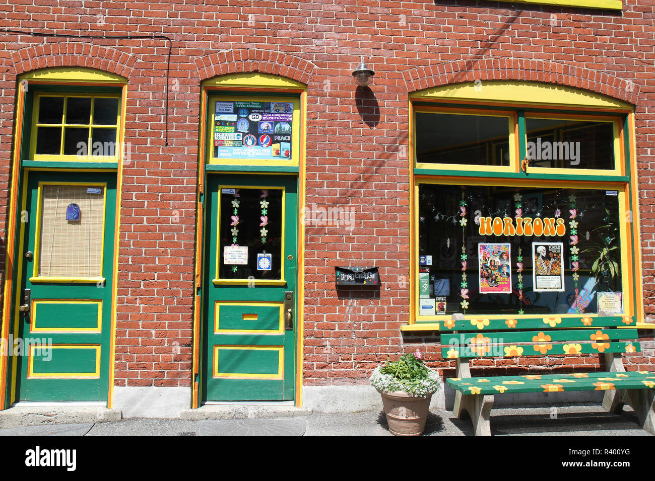 Colorful Doors And Trim On A Brick Building In Jim Thorpe, Pennsylvania ...