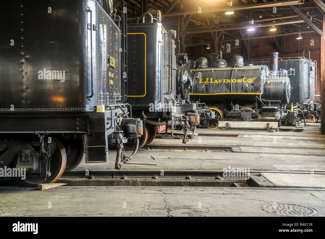 Steam Engines In The Roundhouse At Steamtown National Historic Site ...