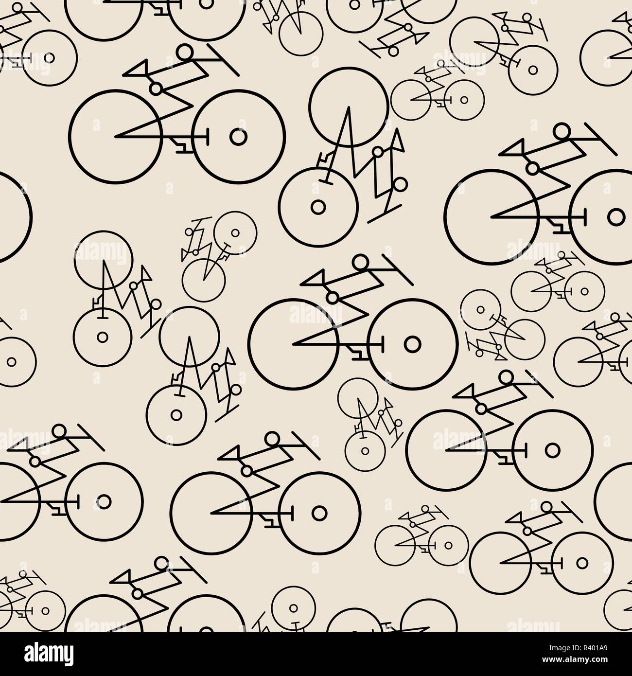 Seamless texture background hand drawn. Abstract outline of bicycle ...