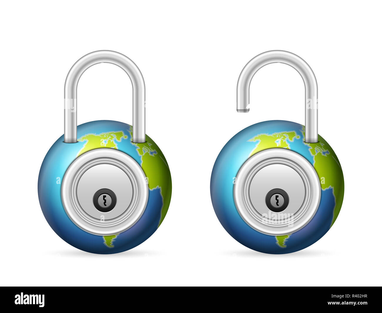Padlocks globe on a white background. Vector illustration Stock Photo ...