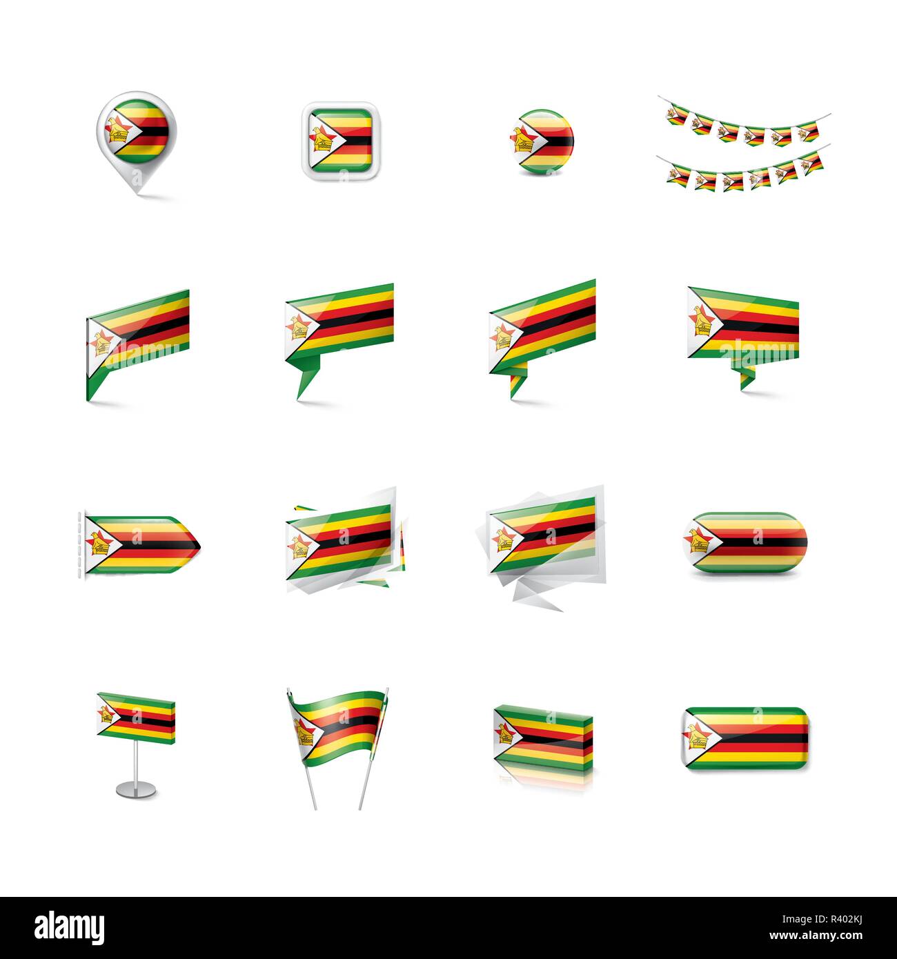 Zimbabwe flag, vector illustration on a white background Stock Vector ...
