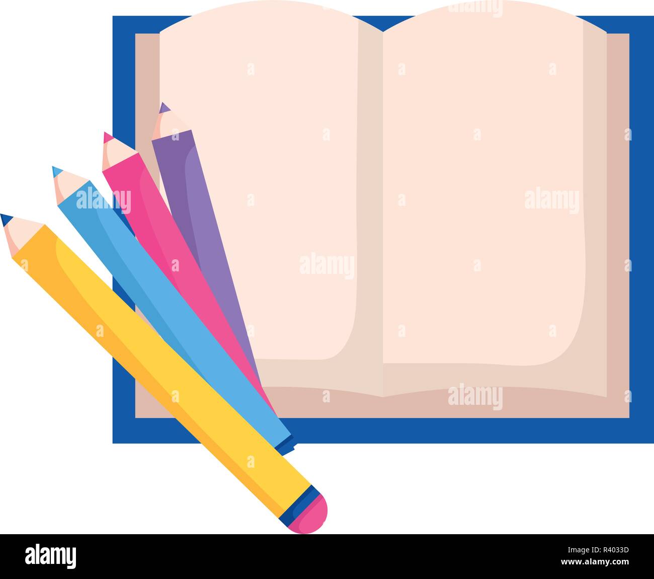 open book pencils education supplies school vector illustration Stock ...