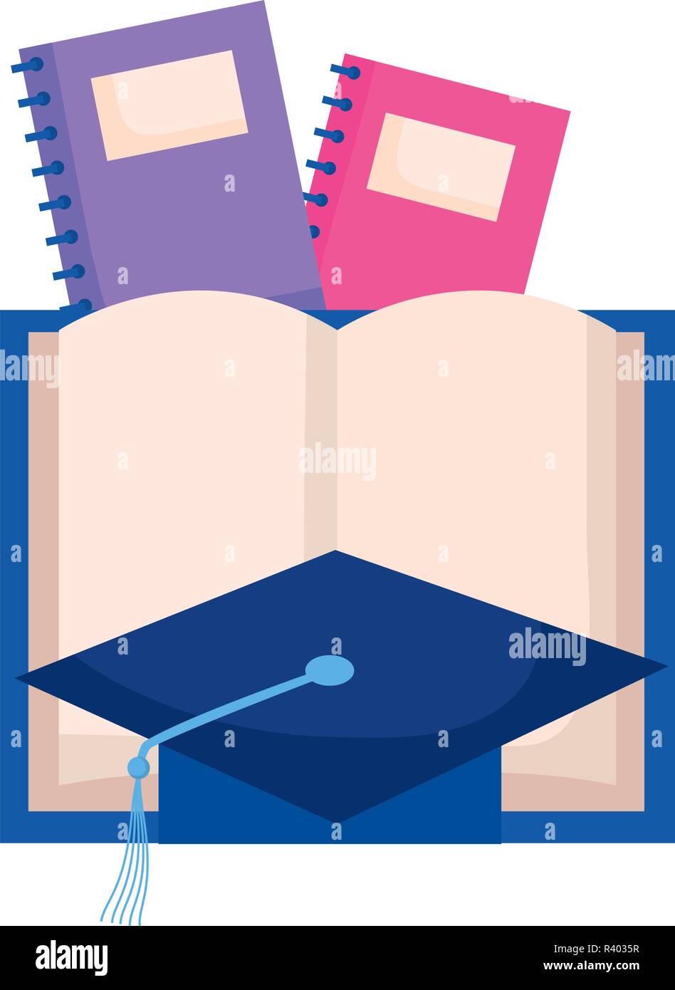 book graduation hat books education supplies school vector illustration ...