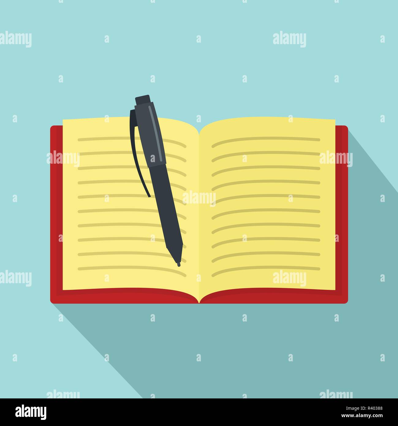 Open notebook icon. Flat illustration of open notebook vector icon for ...