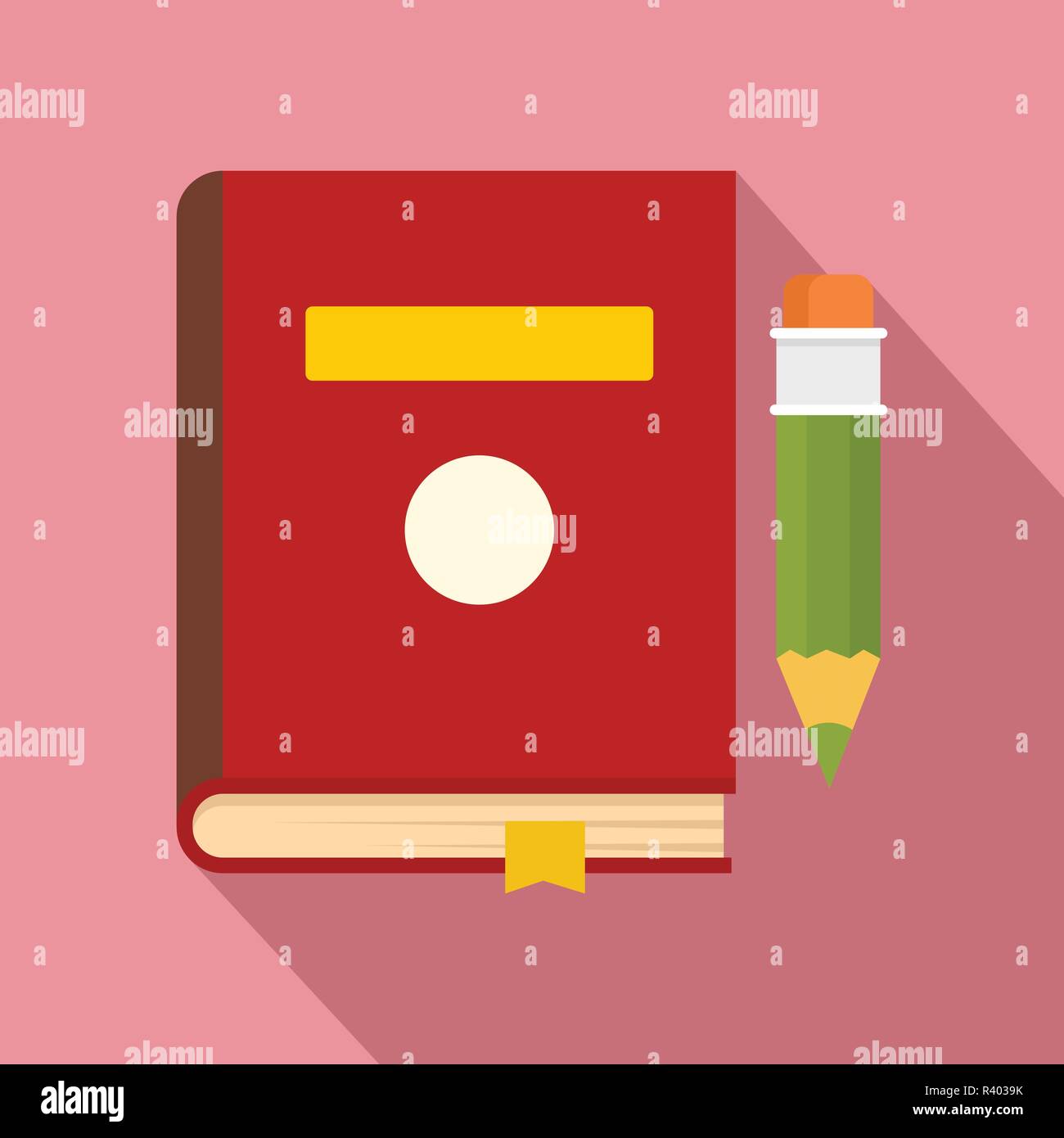Book and pen icon. Flat illustration of book and pen vector icon for ...