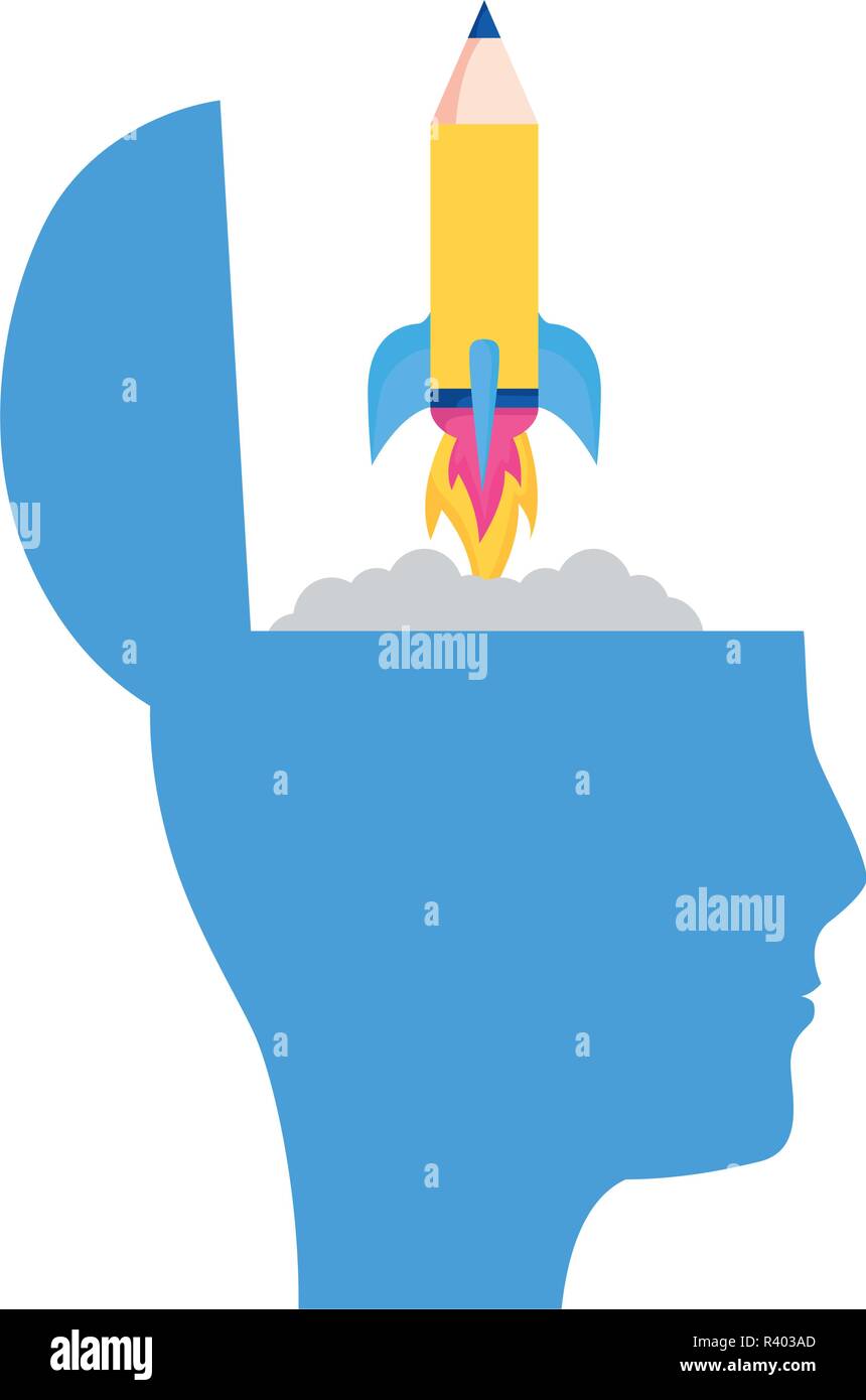 head and rocket creativity education school vector illustration Stock ...