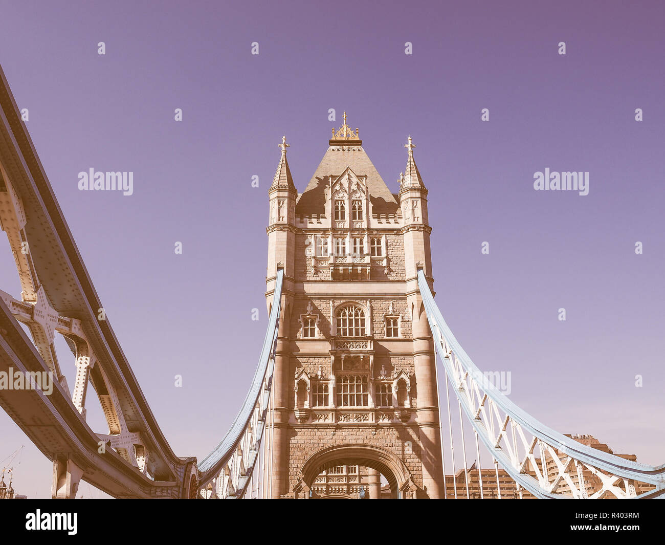 Retro looking Tower Bridge in London Stock Photo - Alamy