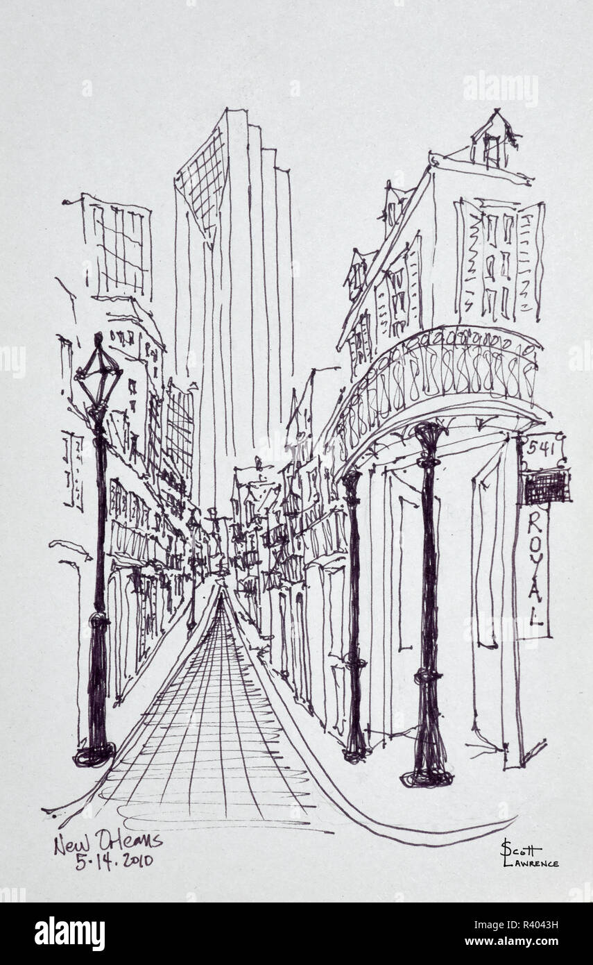 Historic buildings along Canal Street, French Quarter, New Orleans ...