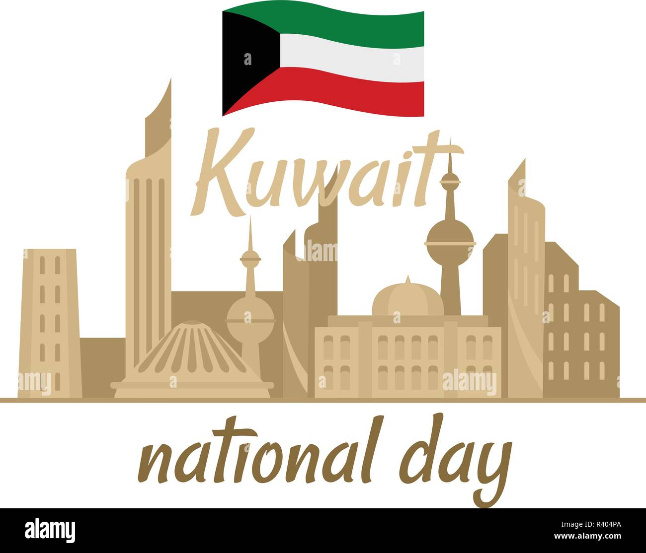 National Kuwait day background. Flat illustration of national Kuwait ...