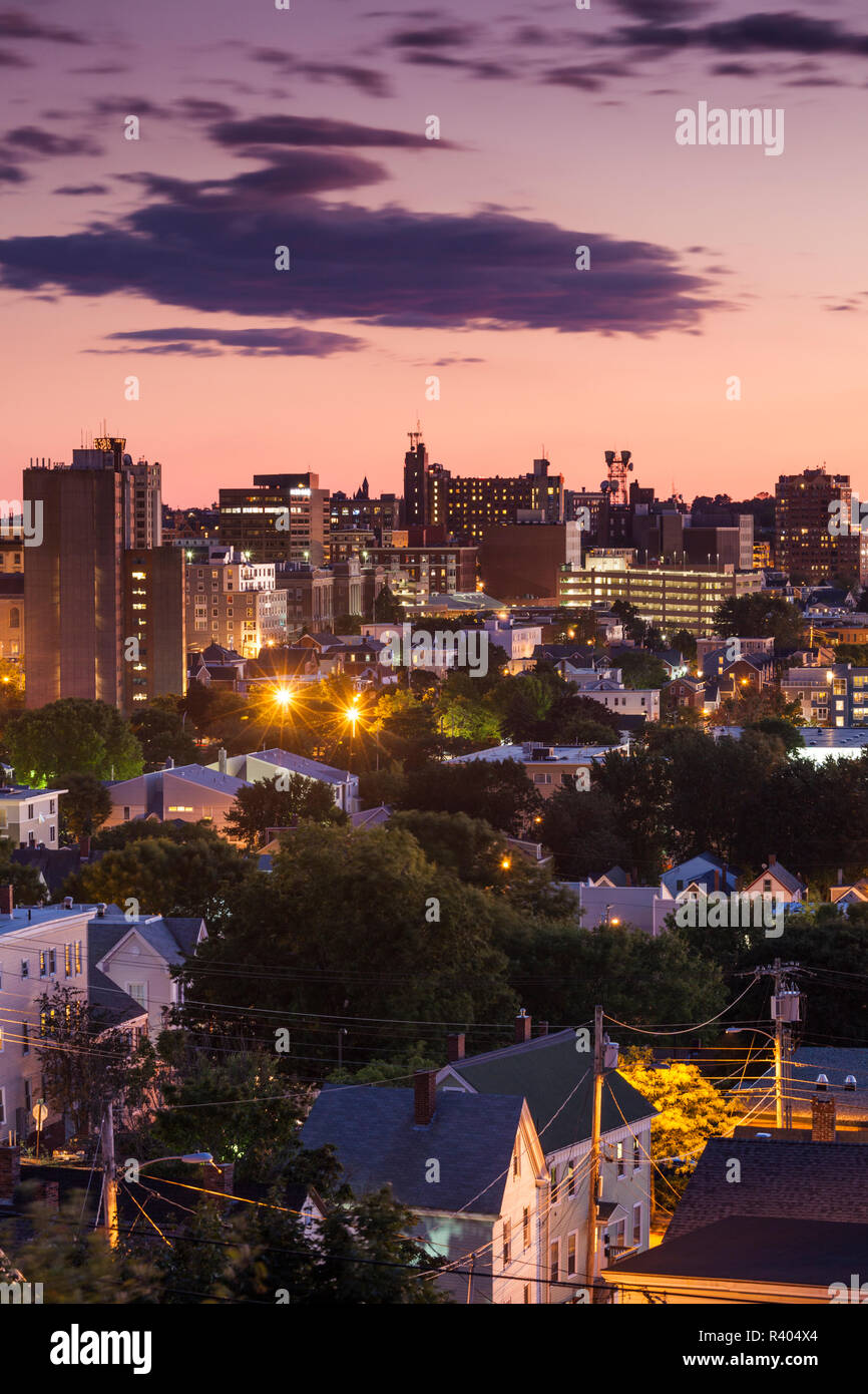 USA, Maine, Portland, skyline from Munjoy Hill at dusk Stock Photo - Alamy