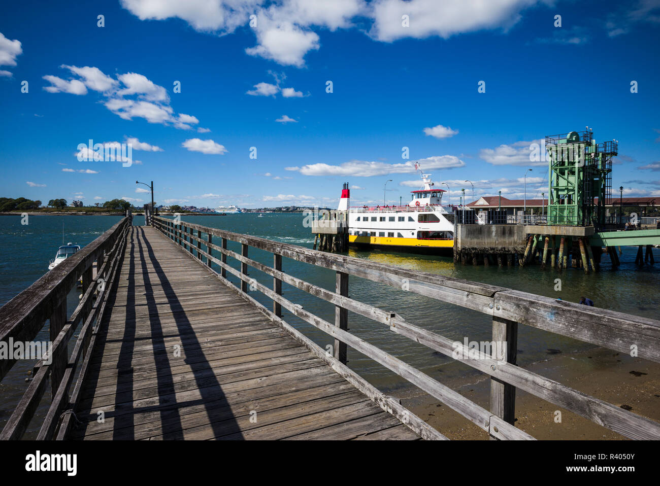 USA, Maine, Portland, Casco Bay, Peaks Island, harbor and ferry landing ...