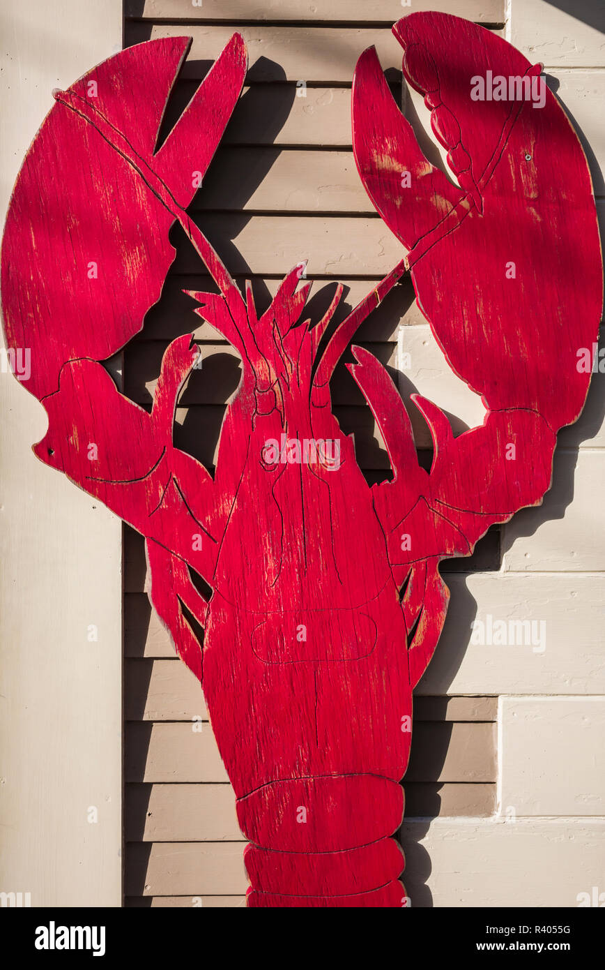 USA, Maine, Kennebunkport, wooden lobster sign Stock Photo - Alamy