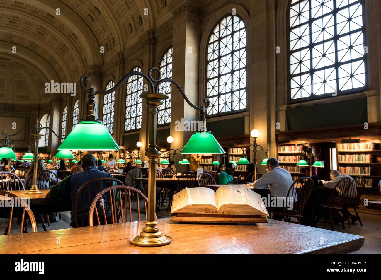 Boston, Massachusetts, USA. Boston Public Library main reading room ...