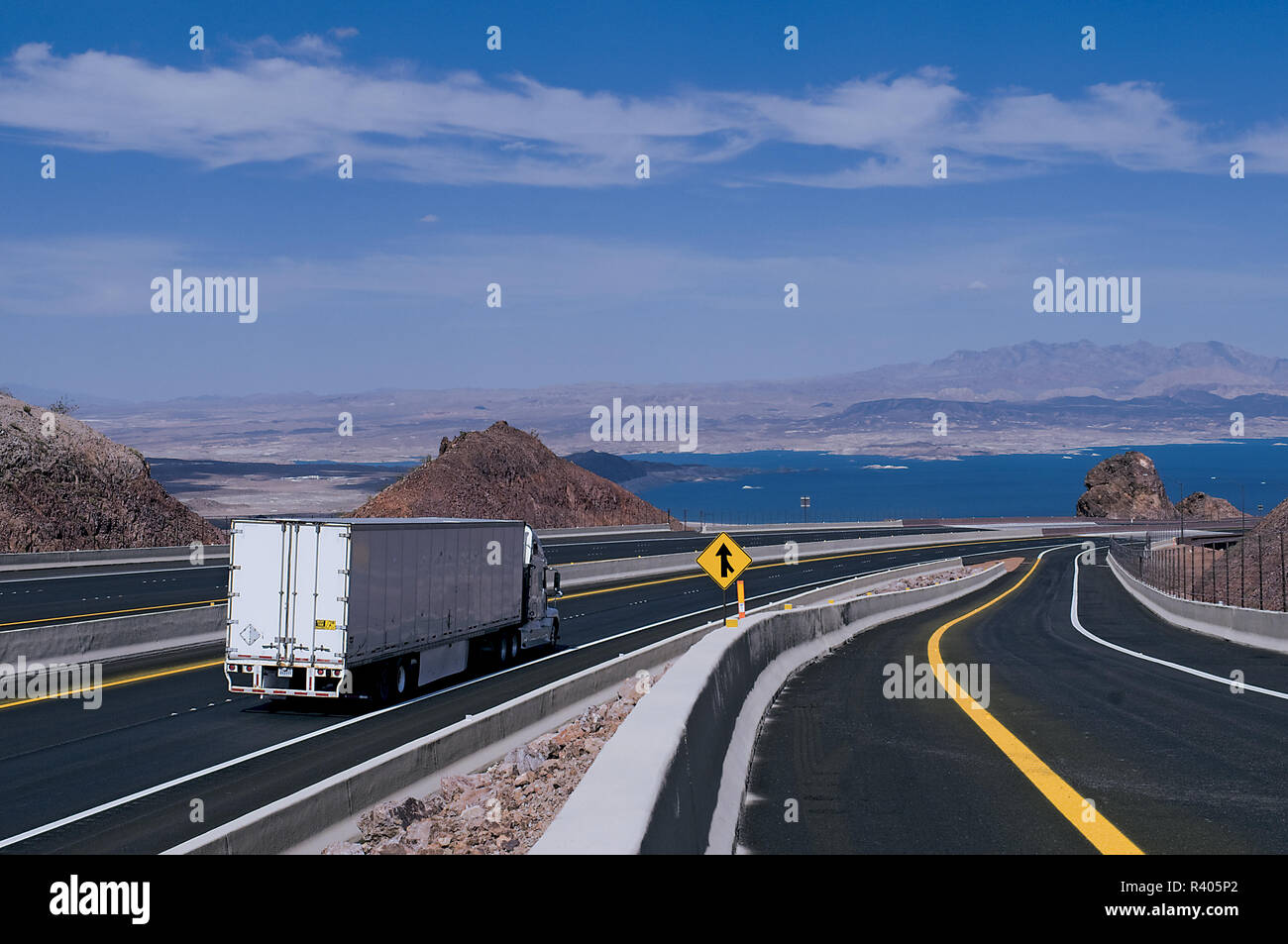 Truck Driving in Scenic Western U.S Stock Photo - Alamy