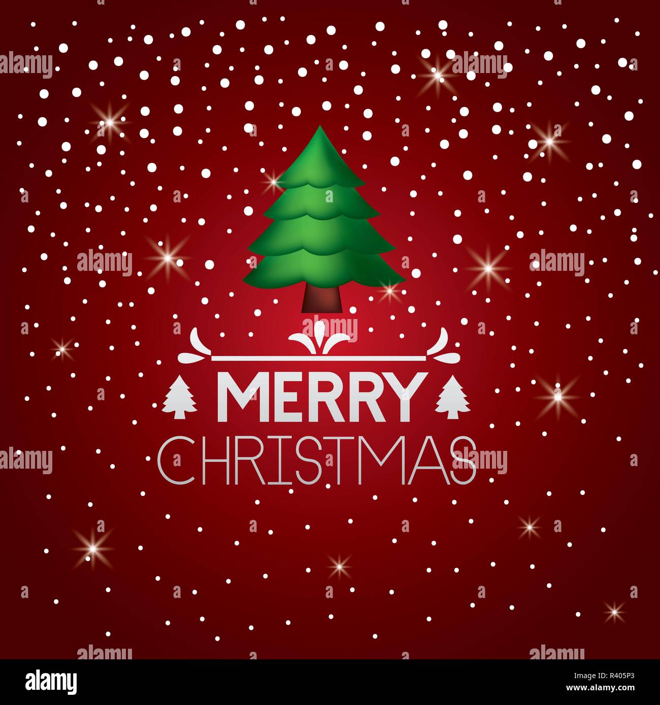 merry christmas tree december dotted background vector illustration ...
