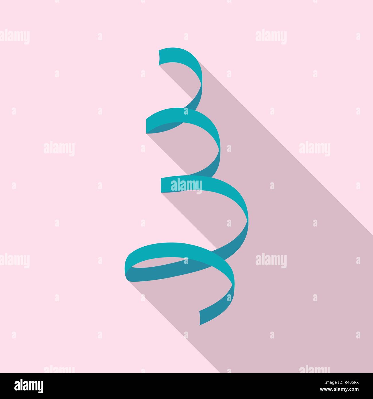 Curly party ribbon icon. Flat illustration of curly party ribbon vector ...