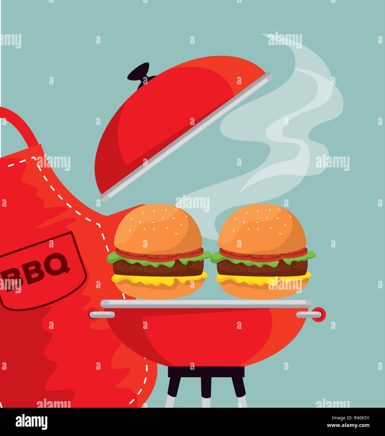 Cooking hamburgers Stock Vector Images - Alamy