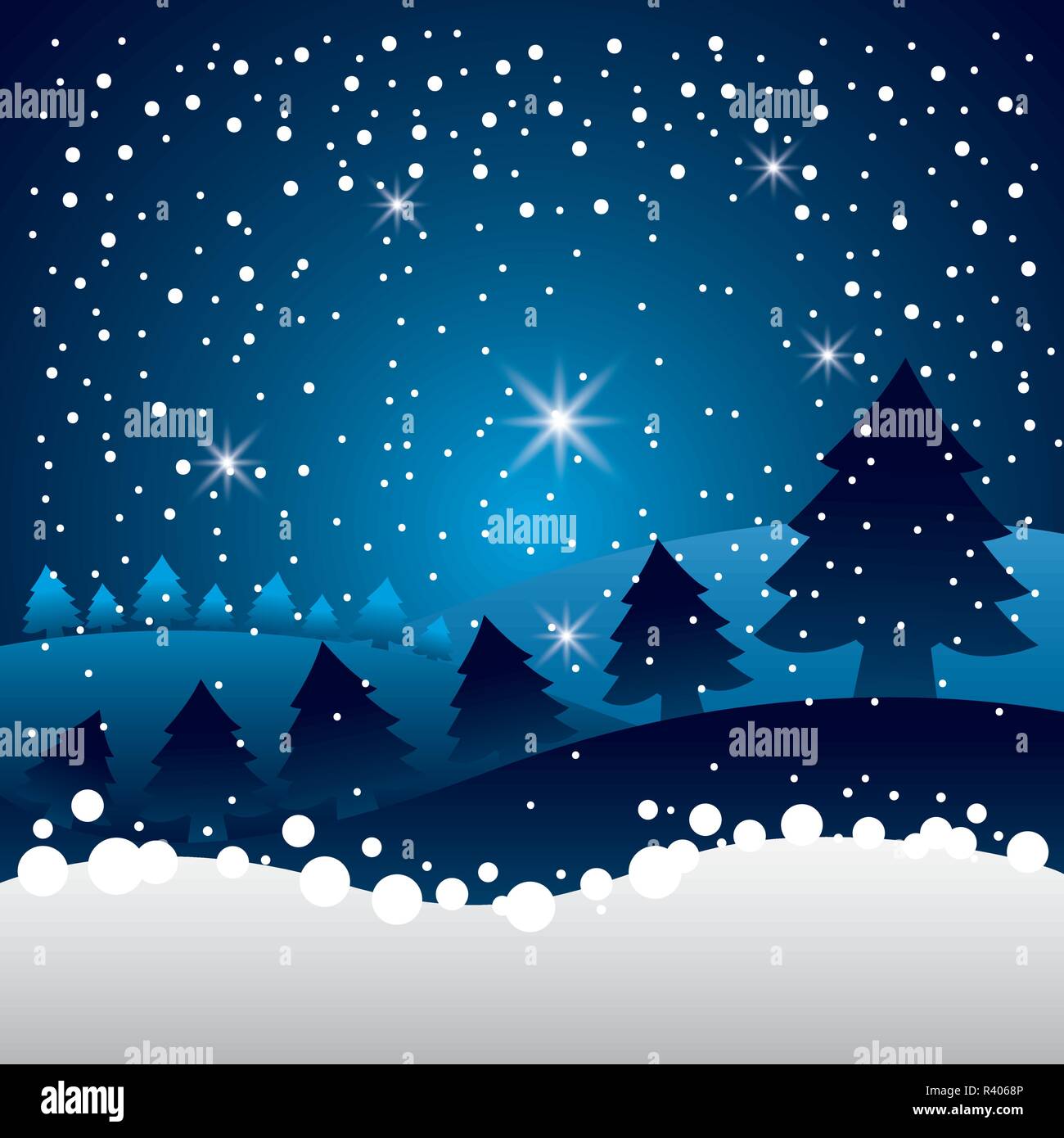 merry christmas stars alps mountains snow vector illustration Stock ...