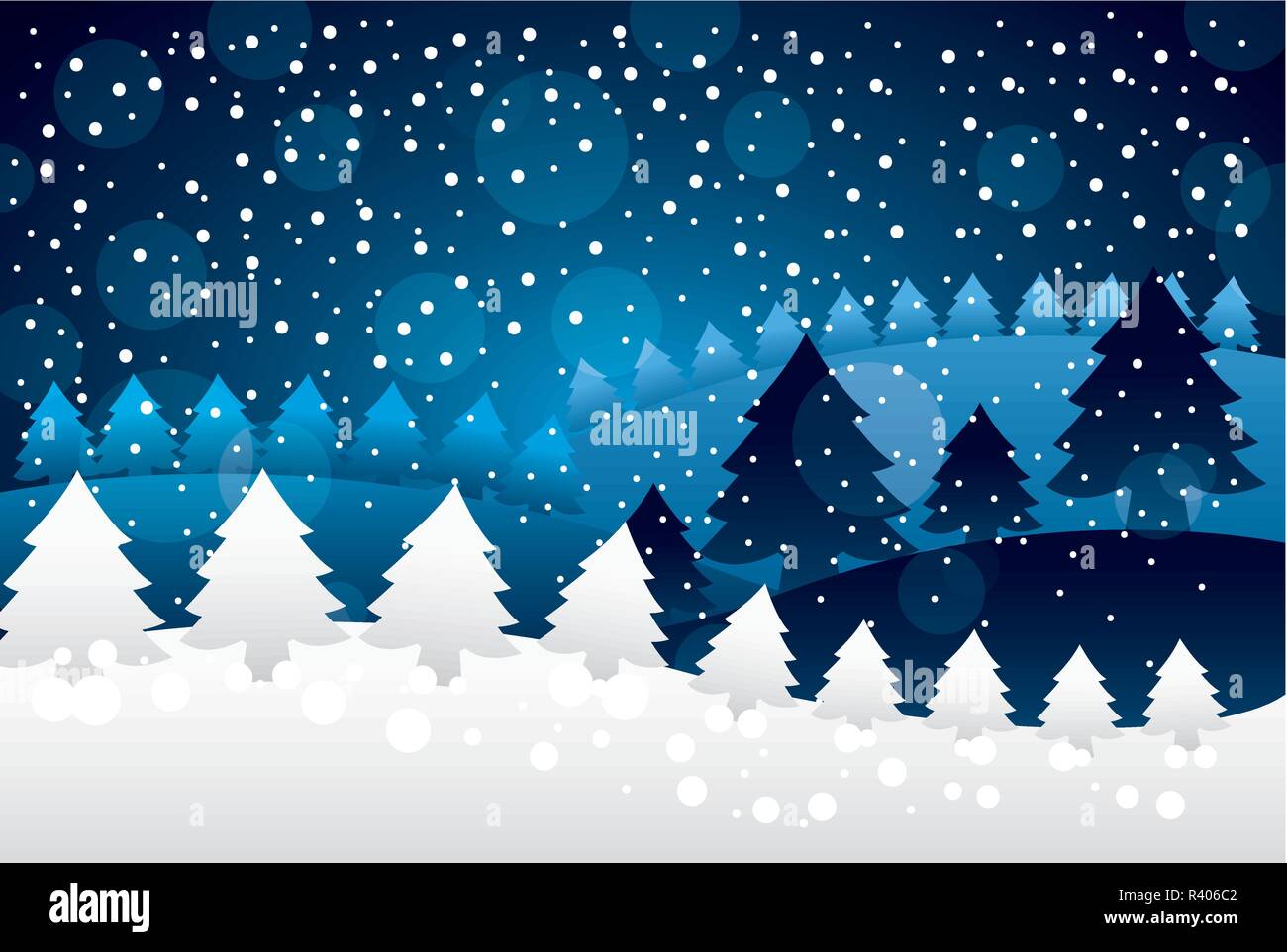 merry christmas alps trees snow background vector illustration Stock ...