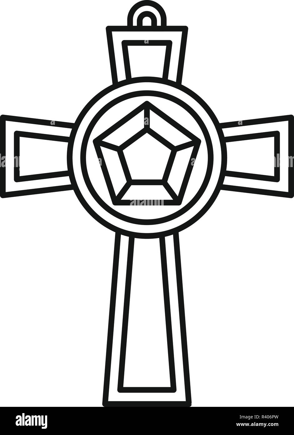 Gemstone cross icon. Outline gemstone cross vector icon for web design ...