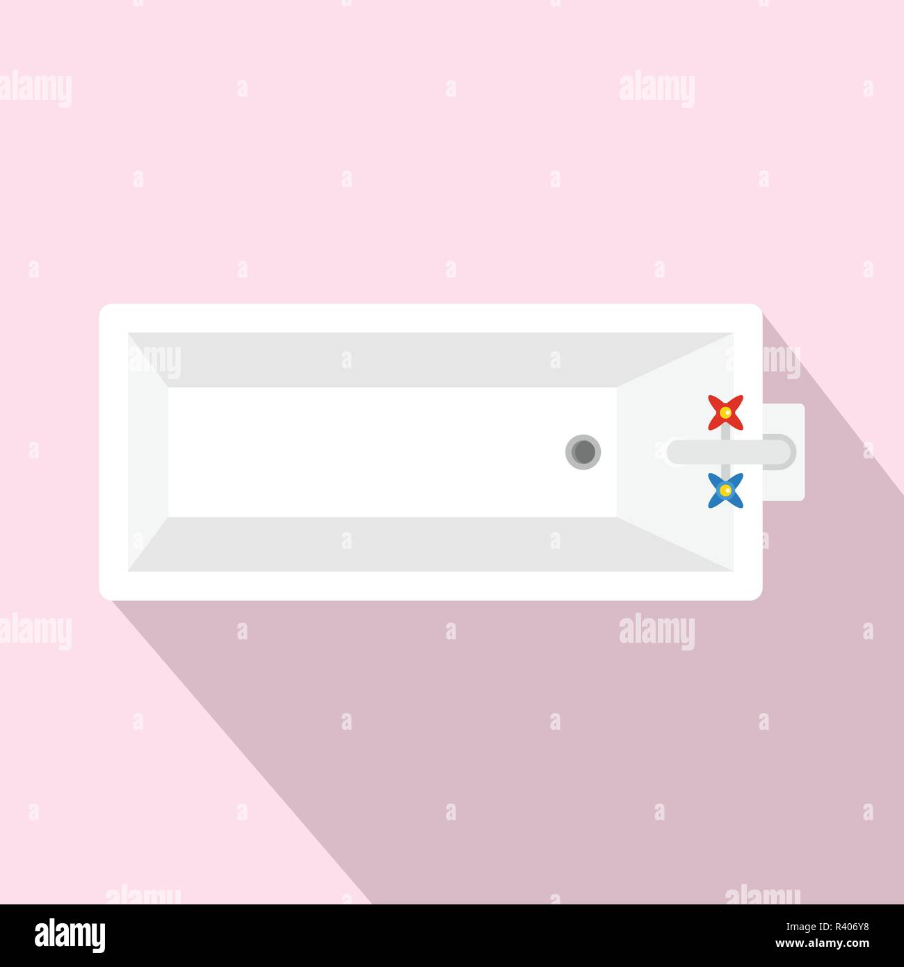 Top view of bathtube icon. Flat illustration of top view of bathtube ...
