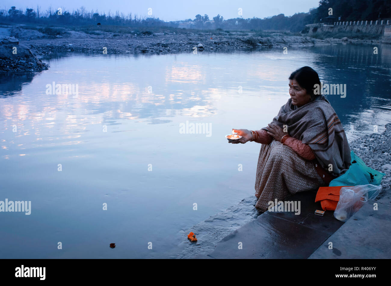Morning prayer Holy Ganges river. Rishikesh, India Stock Photo - Alamy