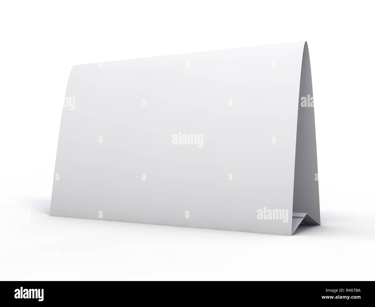 Stand for booklets with white sheets of paper. Mockup. 3D rendering ...