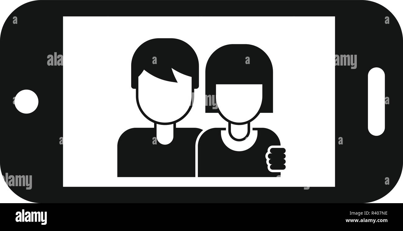 Couple take selfie icon. Simple illustration of couple take selfie ...