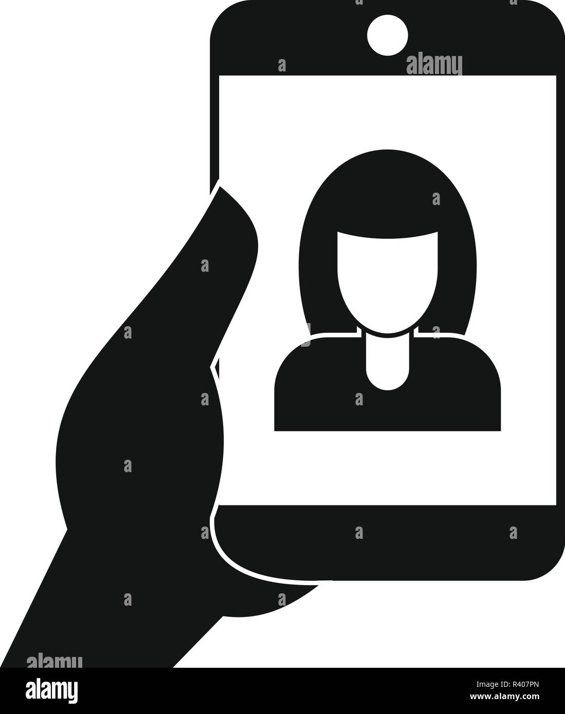 Woman take selfie smartphone icon. Simple illustration of woman take ...