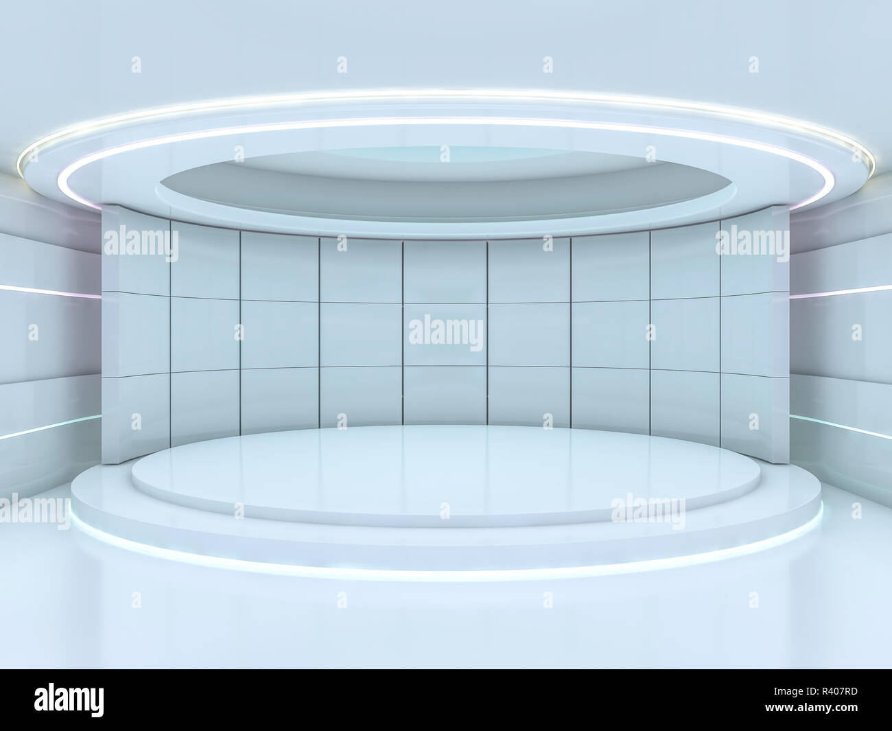 Presentation room with empty podium. 3D rendering Stock Photo - Alamy