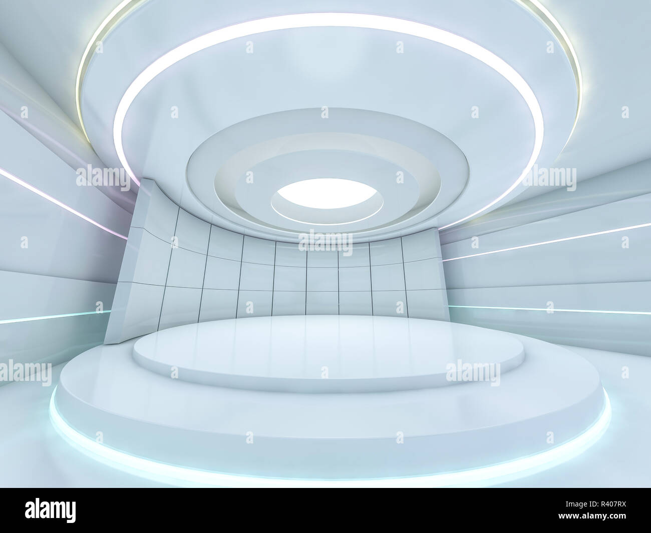 Presentation room with empty podium. 3D rendering Stock Photo - Alamy