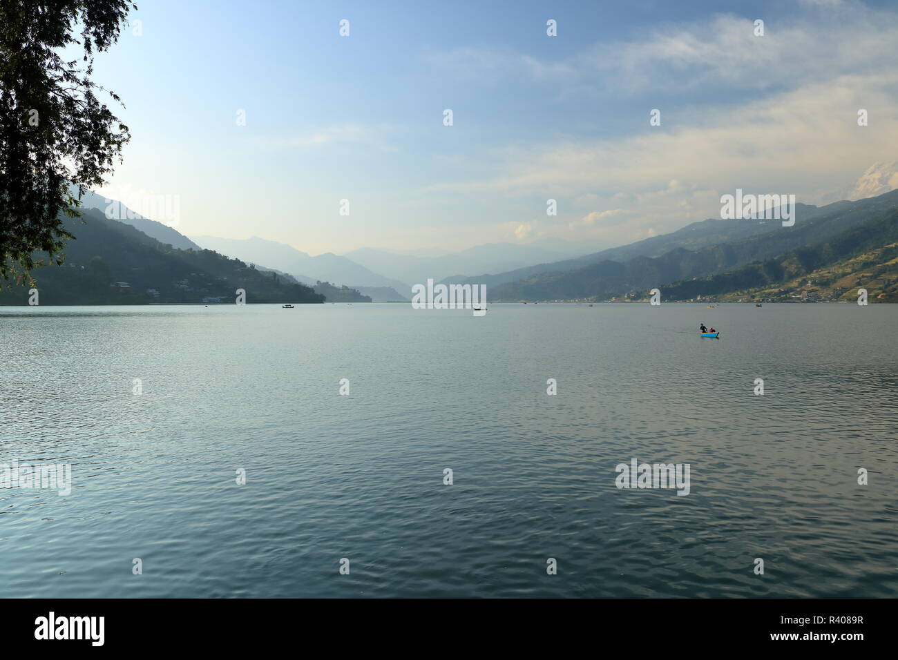 Nepal fewa lake scenic view mountains in hi-res stock photography and ...