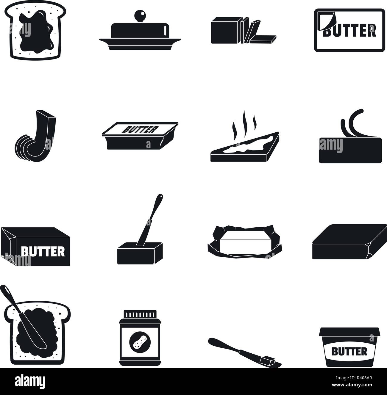 Butter curl block icons set. Simple illustration of 4 butter curl block ...