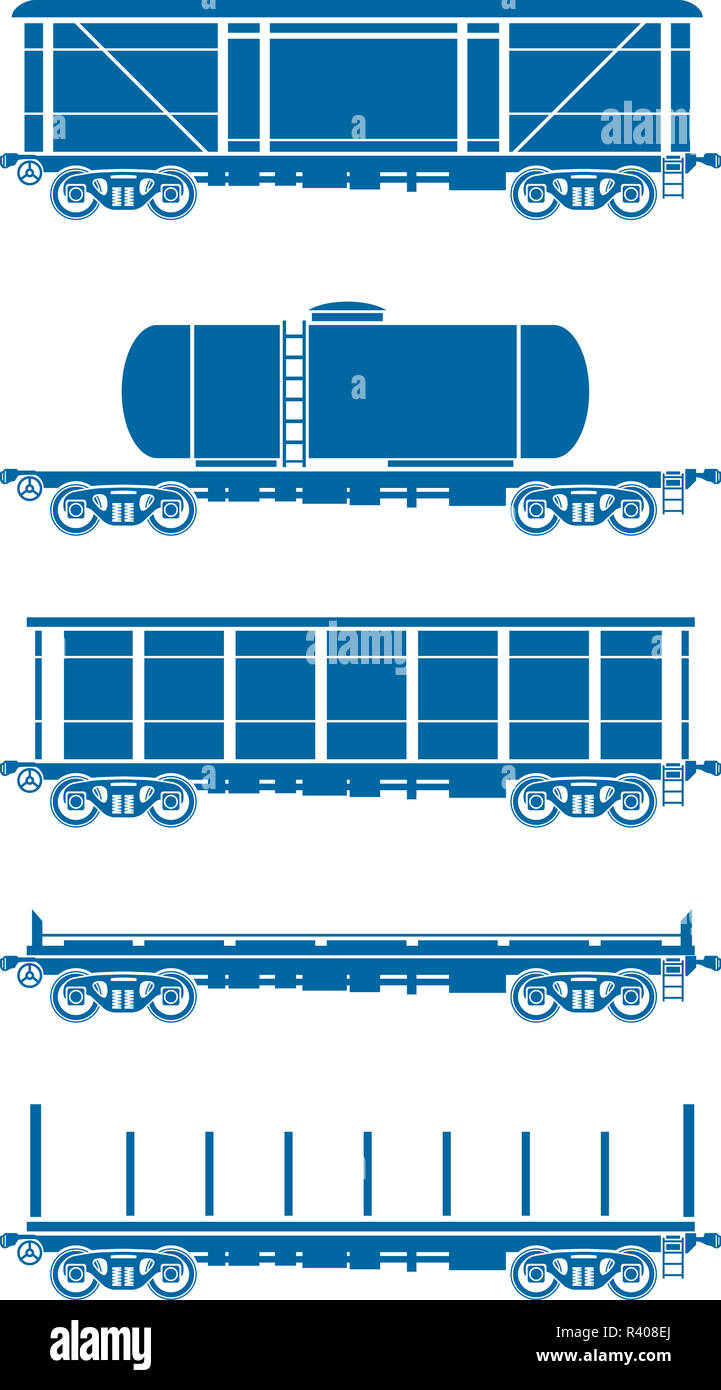 Set of Railway freight cars - Vector illustration Stock Photo - Alamy