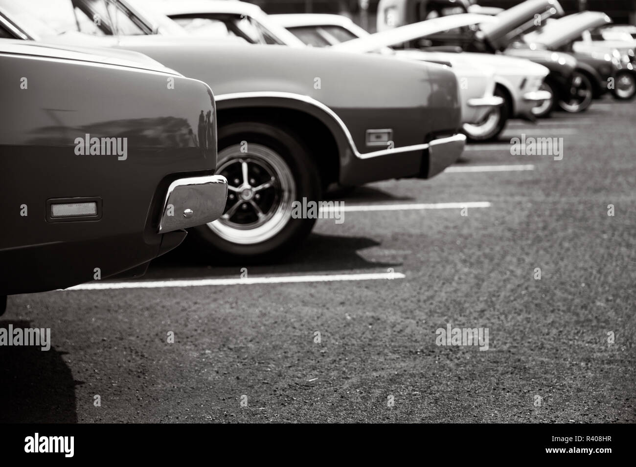Classic cars parked in a row Stock Photo - Alamy