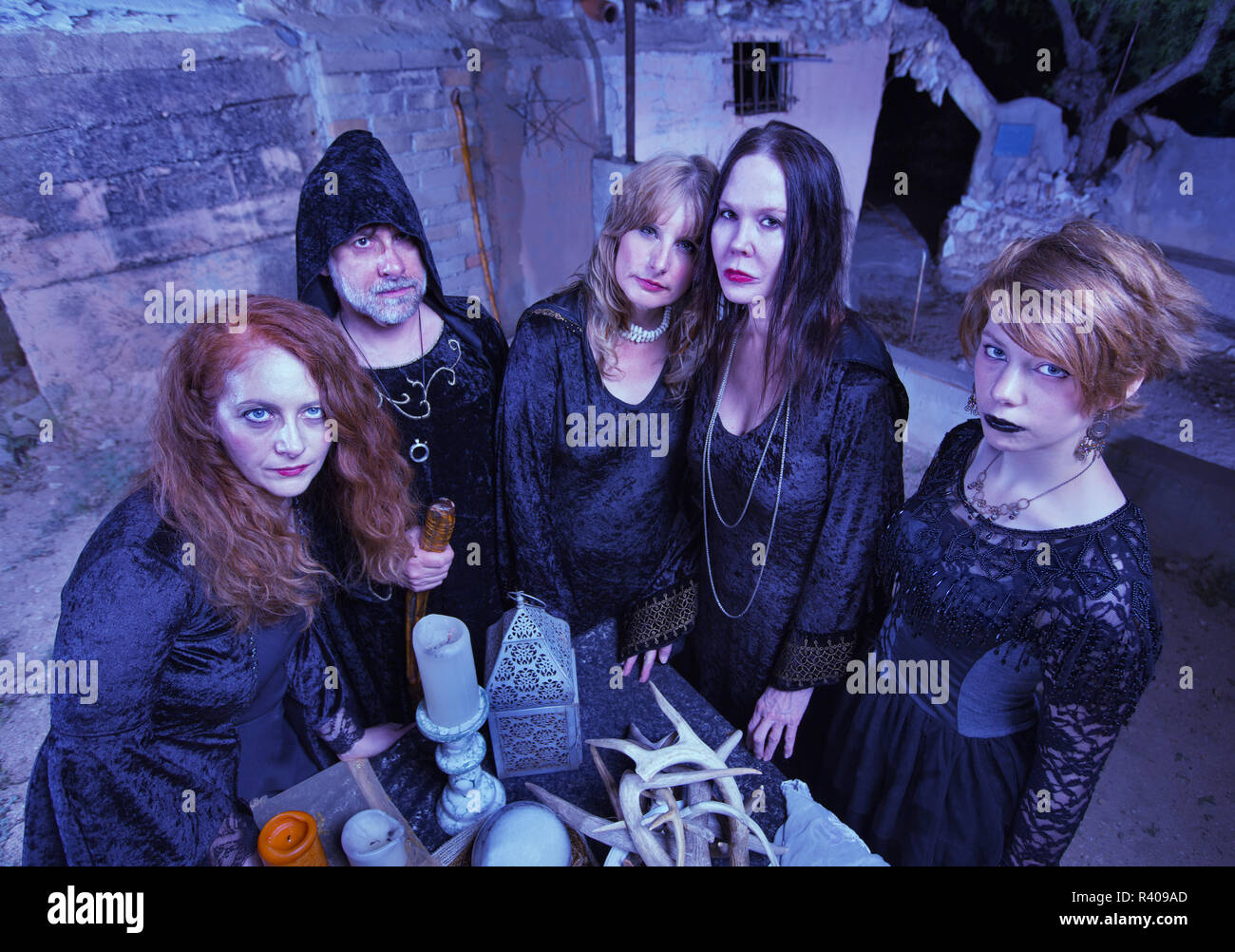 Coven of Witches at Altar Stock Photo - Alamy