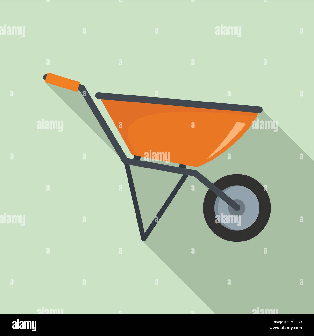 Construction wheelbarrow icon. Flat illustration of construction ...