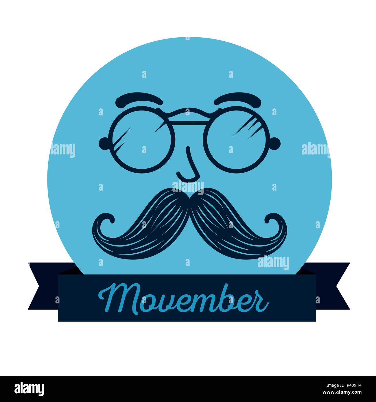 male face with glasses and mustaches with ribbon Stock Vector Image ...