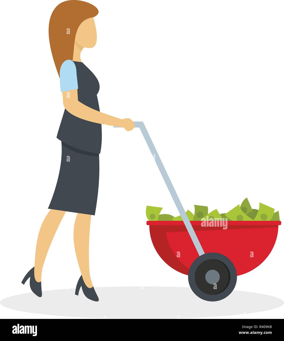 Woman wheelbarrow full cash Stock Vector Images - Alamy