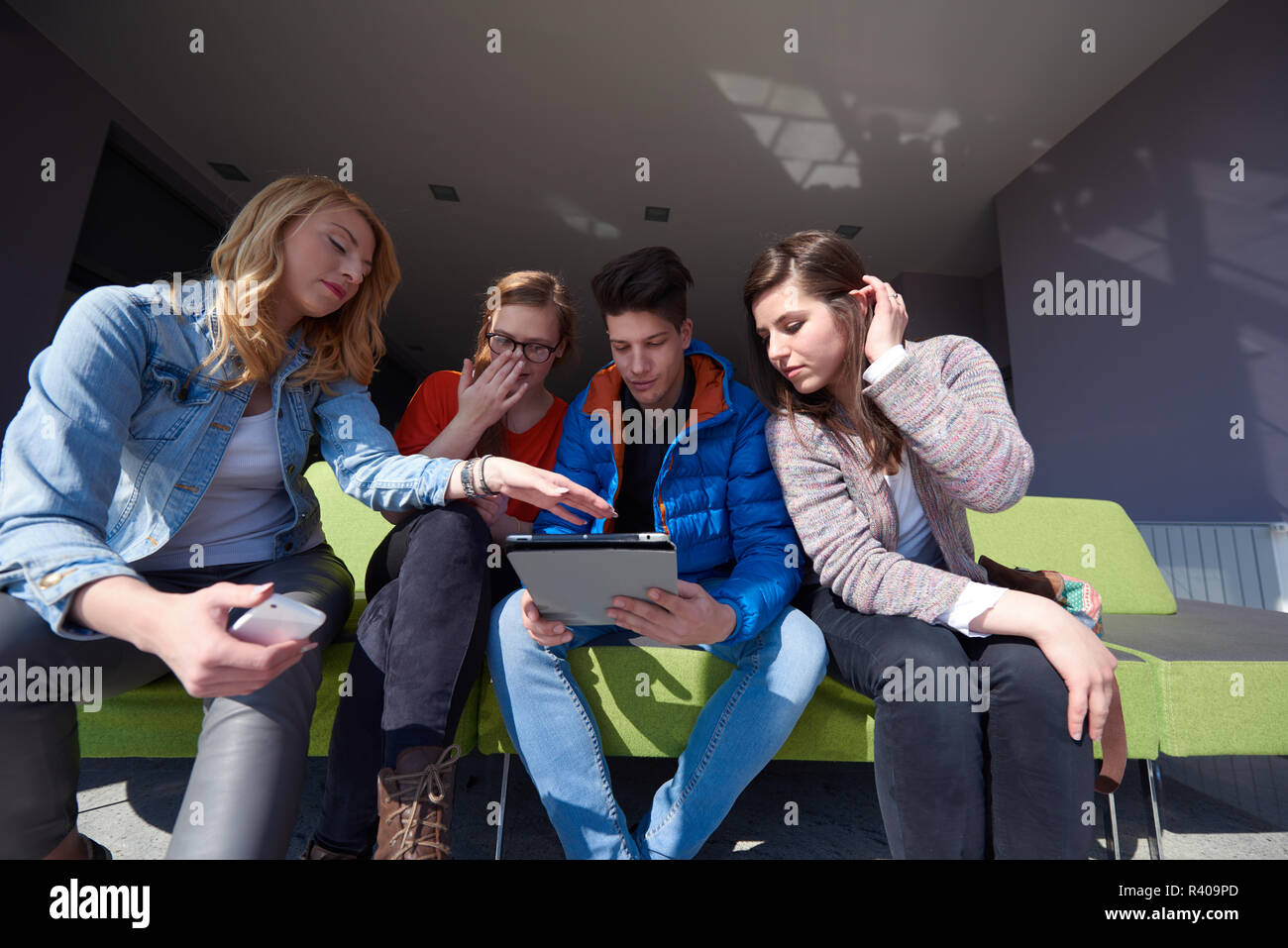 students group working on school project together Stock Photo - Alamy