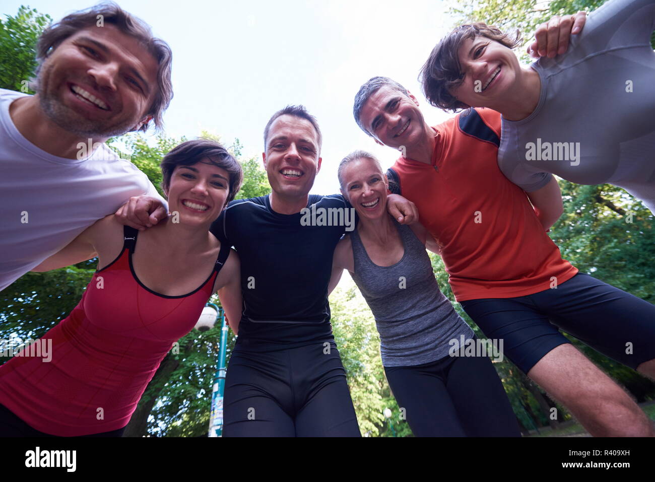 jogging people group have fun Stock Photo - Alamy